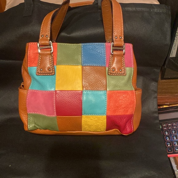 Fossil | Bags | Vintage Thick Pebbled Leather Fossil Patchwork Handbag ...